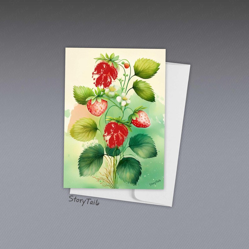 Strawberry Paw Print Card Template | Spring Summer Flower Greeting ...