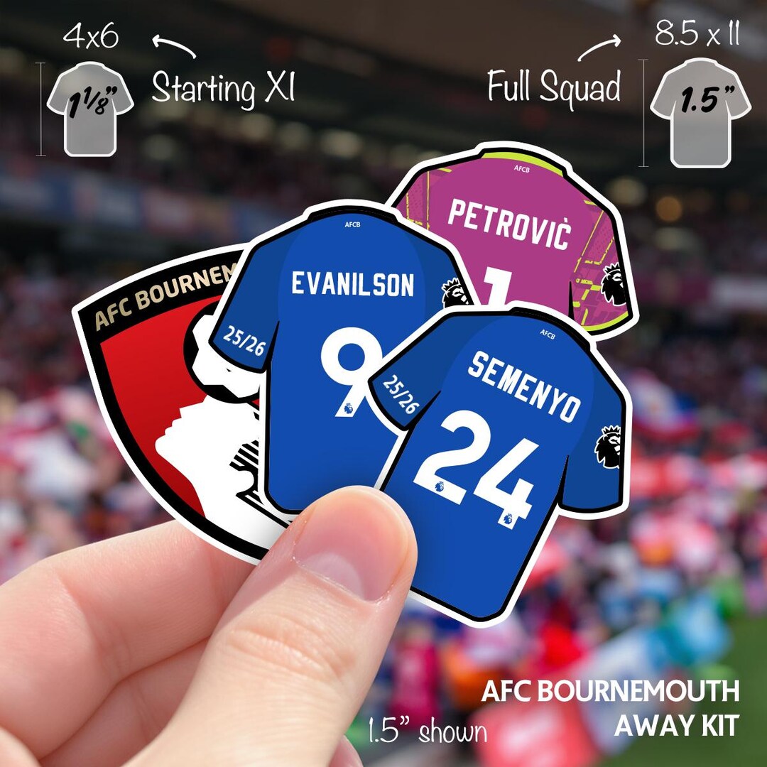 AFC Bournemouth 25/26 - Away Jersey - Starting XI & Full Squad Logo ...