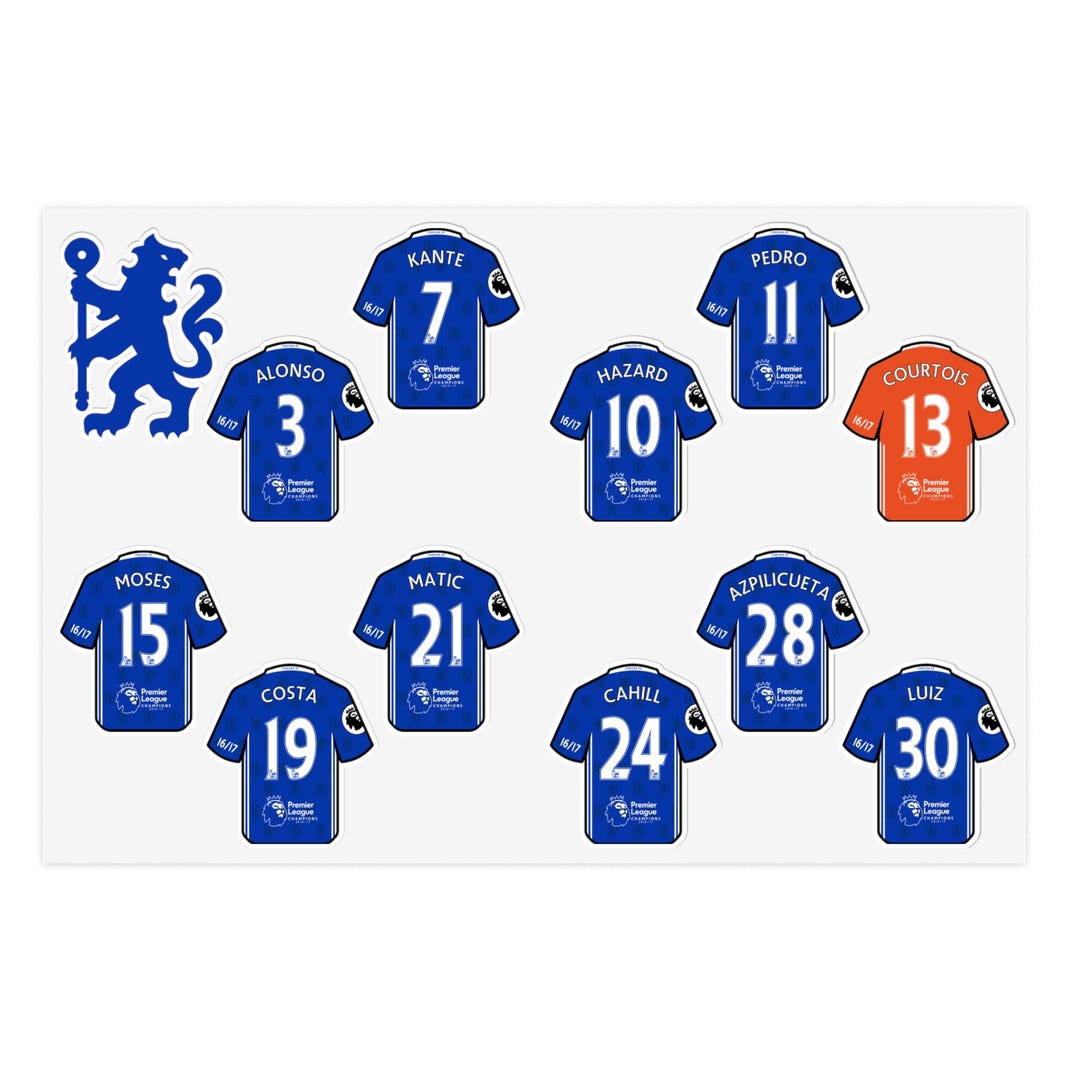 Chelsea FC 2016/17 Jersey Sticker Sheet | Hand-drawn Art Waterproof ...
