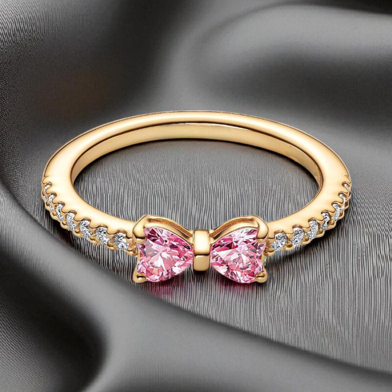 Pandora Ring Pink Stone - Etsy UK