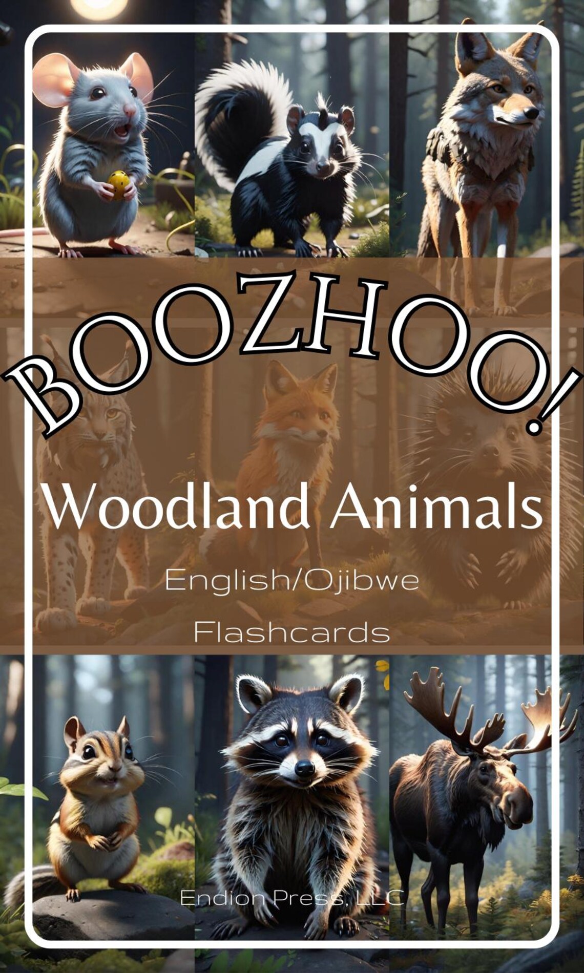 Boozhoo! Woodland Animals Ojibwe / English Learning Flash Card Set ...