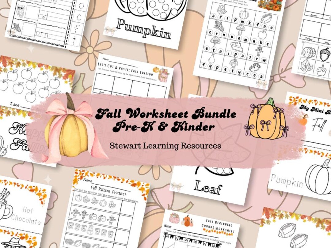 Fall Themed Worksheets | Printable Learning Bundle | Pre-k ...