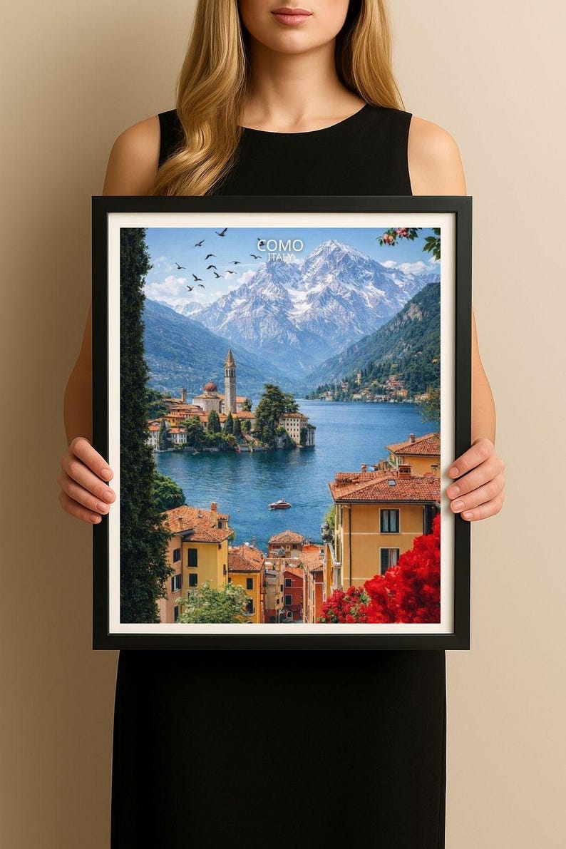 Comer See Reise Poster | Como Italien Wand Kunst | Italienische ...