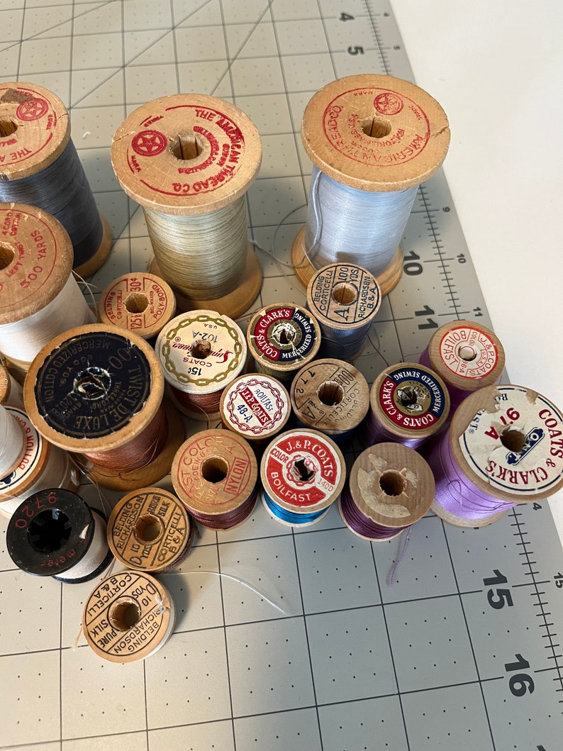 Vintage Wooden Thread Spools - Etsy