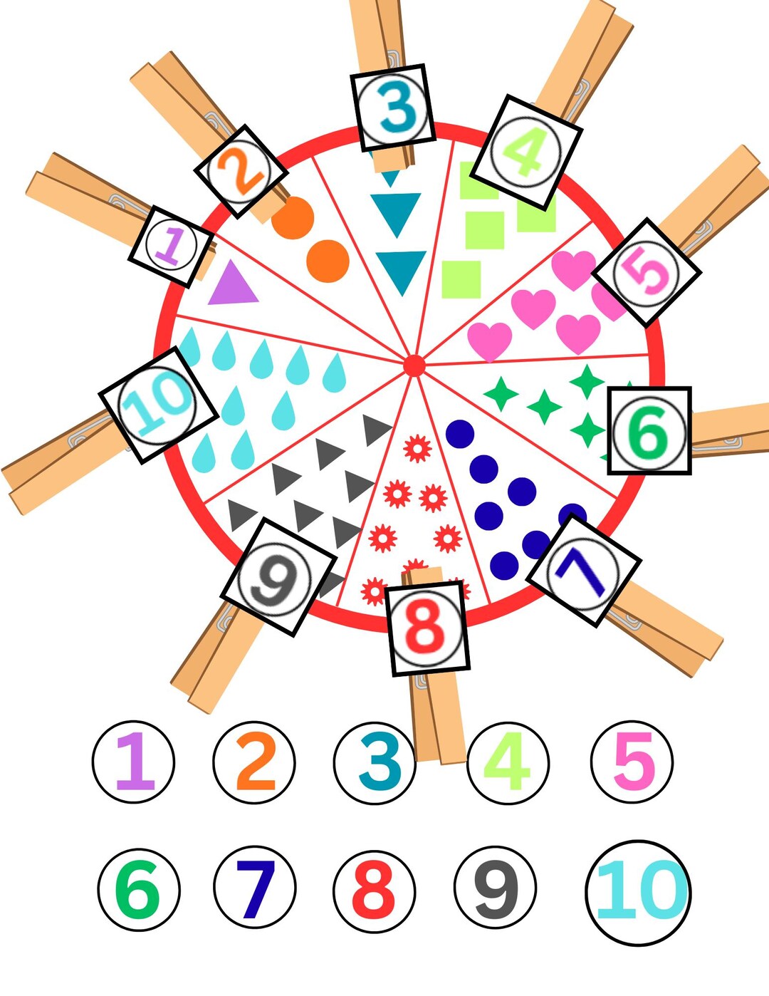 Number 1–10 Matching Game | Printable Math Wheel for Kids | Preschool ...