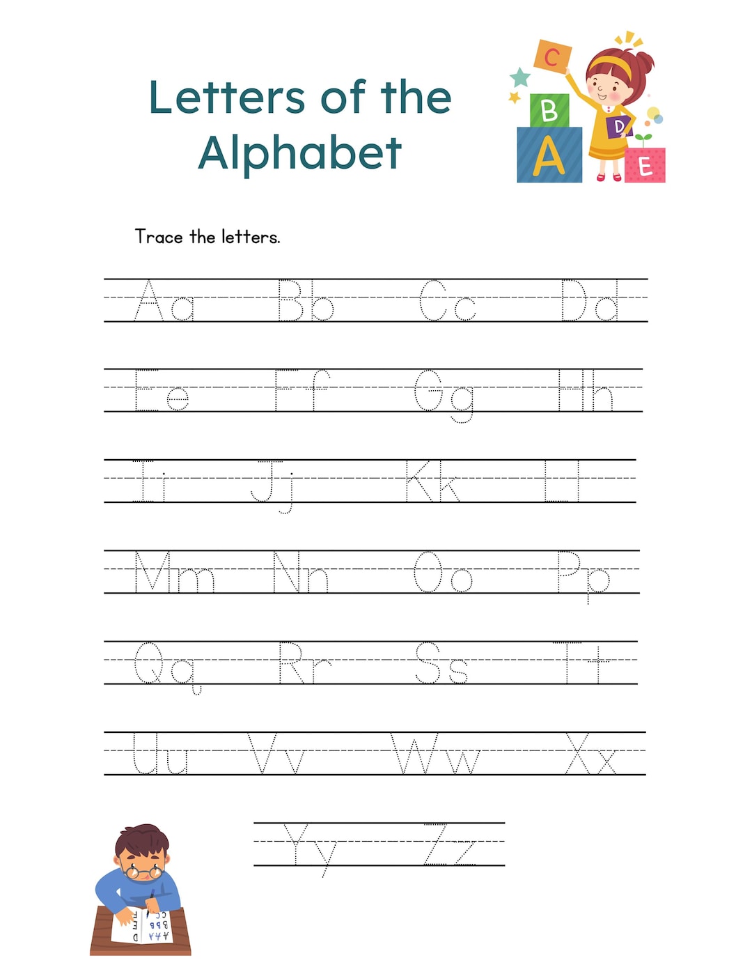 Alphabet Letter Tracing A to Z, Kids Handwriting Practice, Preschool ...