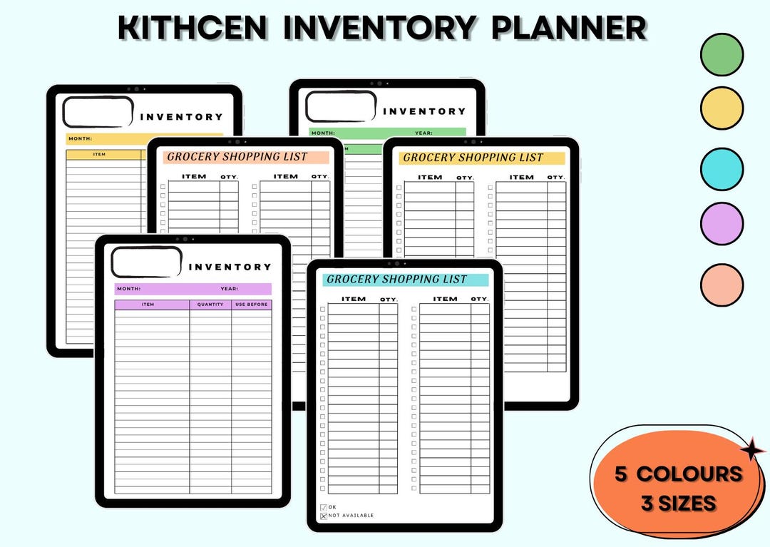 Kitchen Inventory Chart: Printable Pantry & Shopping List (PDF) - Etsy