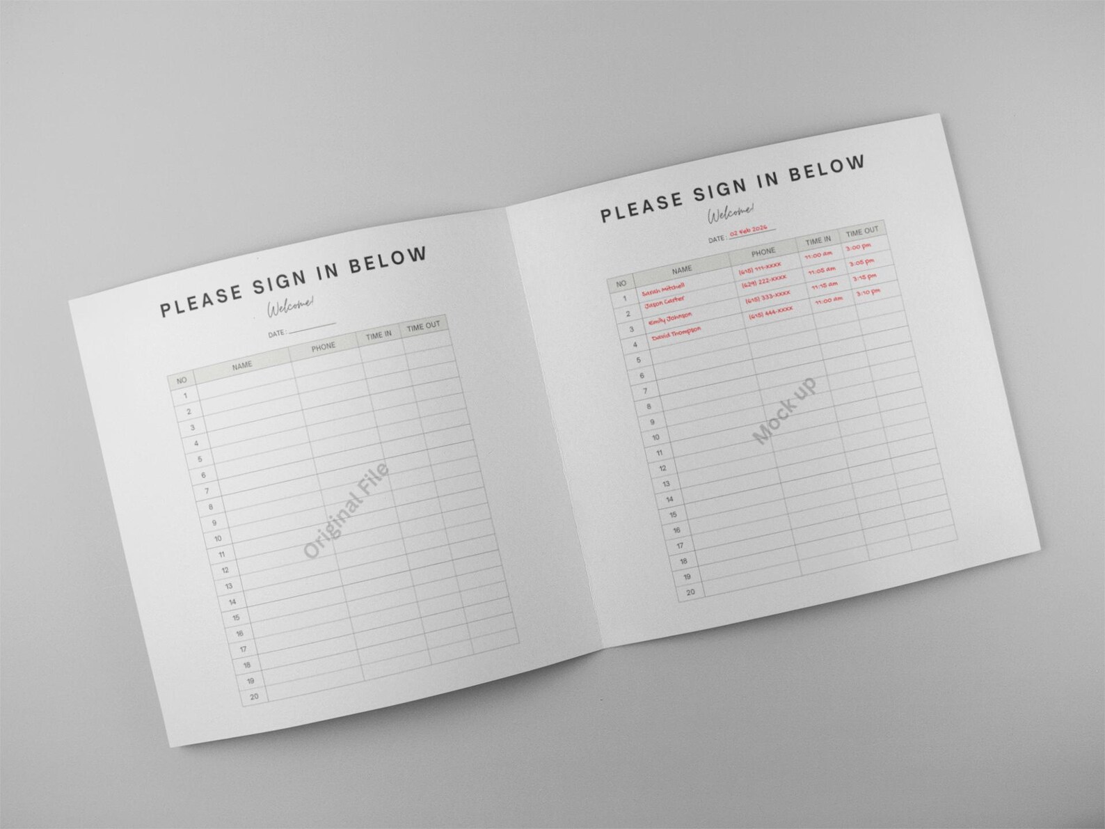 Event Sign in Sheet for Meetings Workshops Training Sessions Classes ...