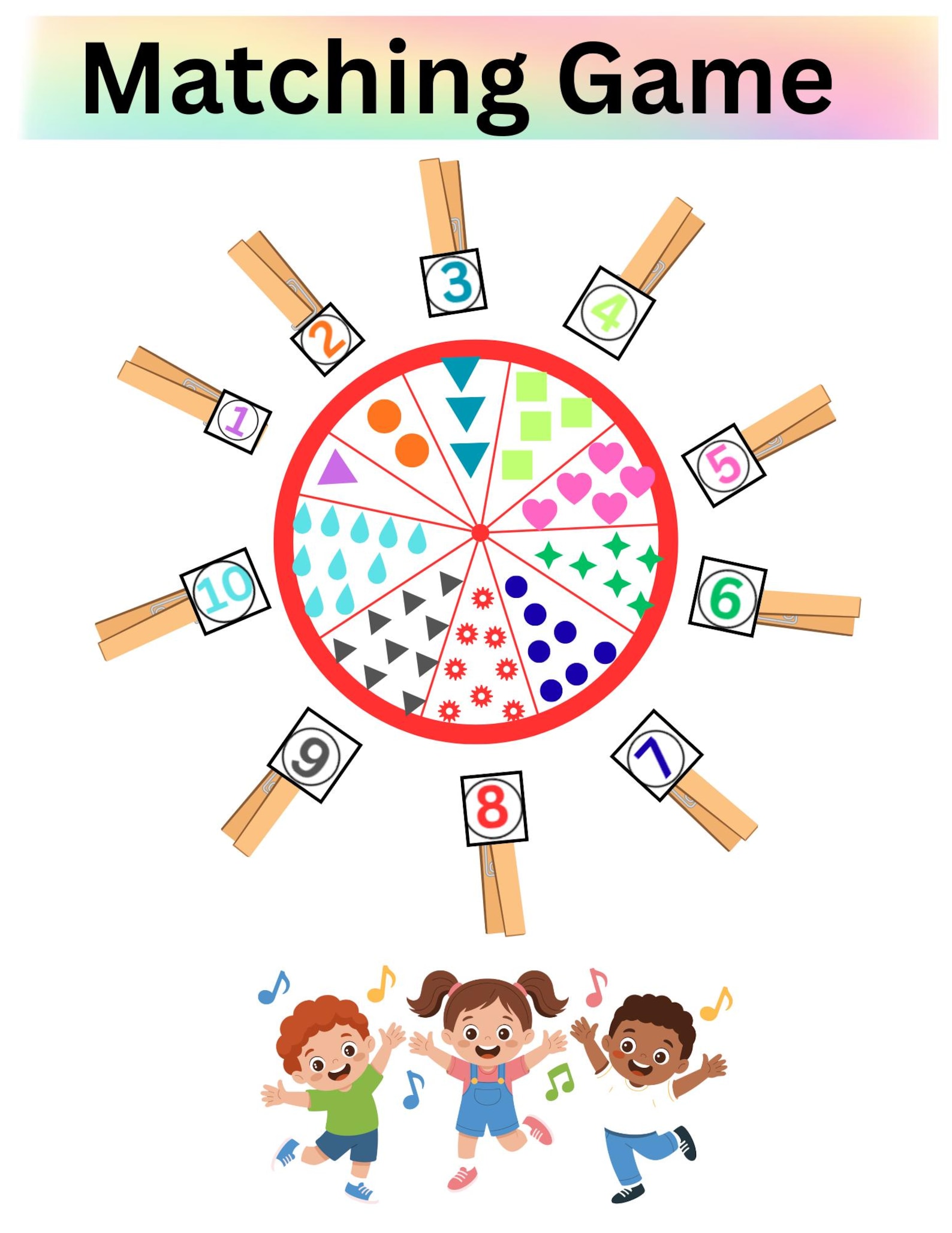 Number 1–10 Matching Game | Printable Math Wheel for Kids | Preschool ...