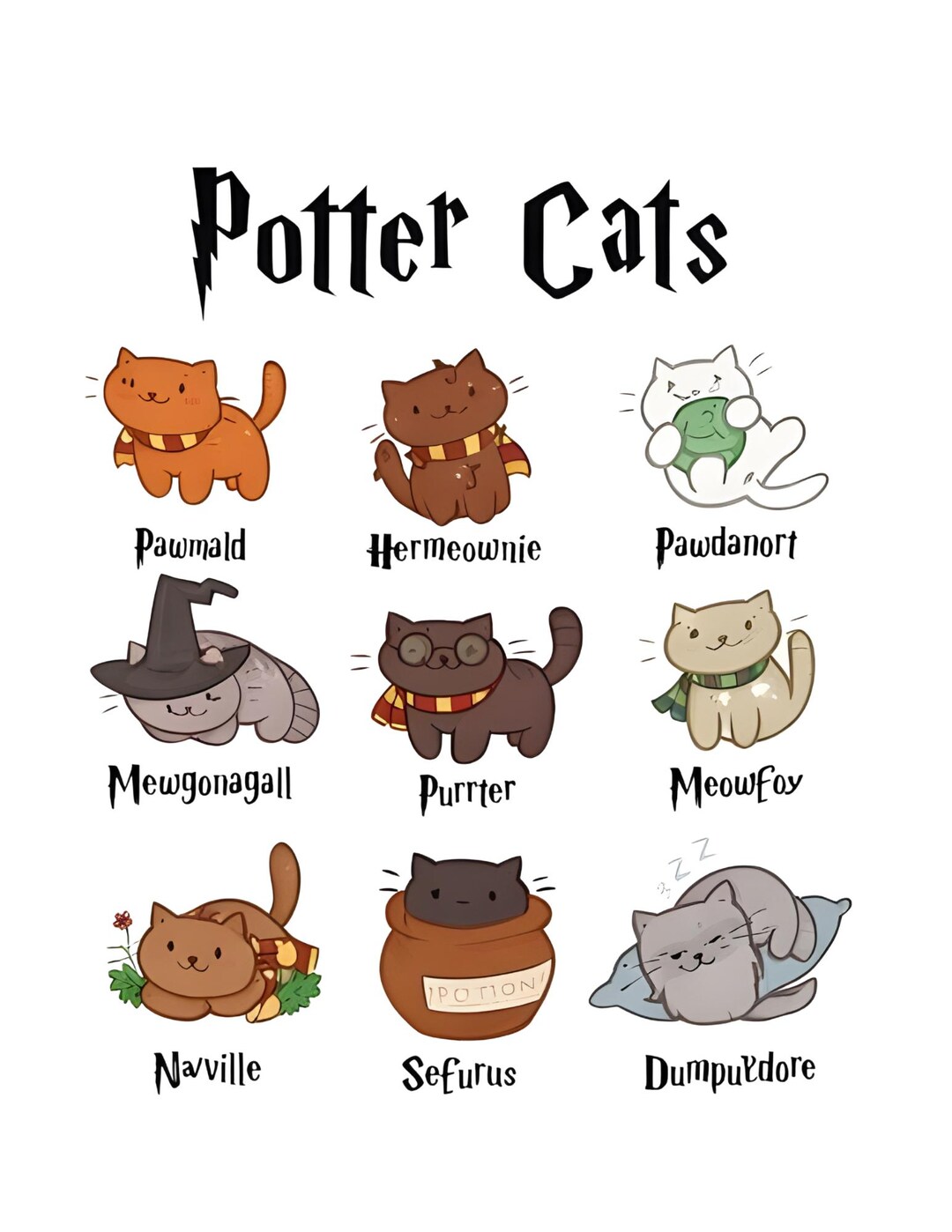 Potter Cats Cute Wizard Art, Magical Cat Characters, Fantasy Cat ...