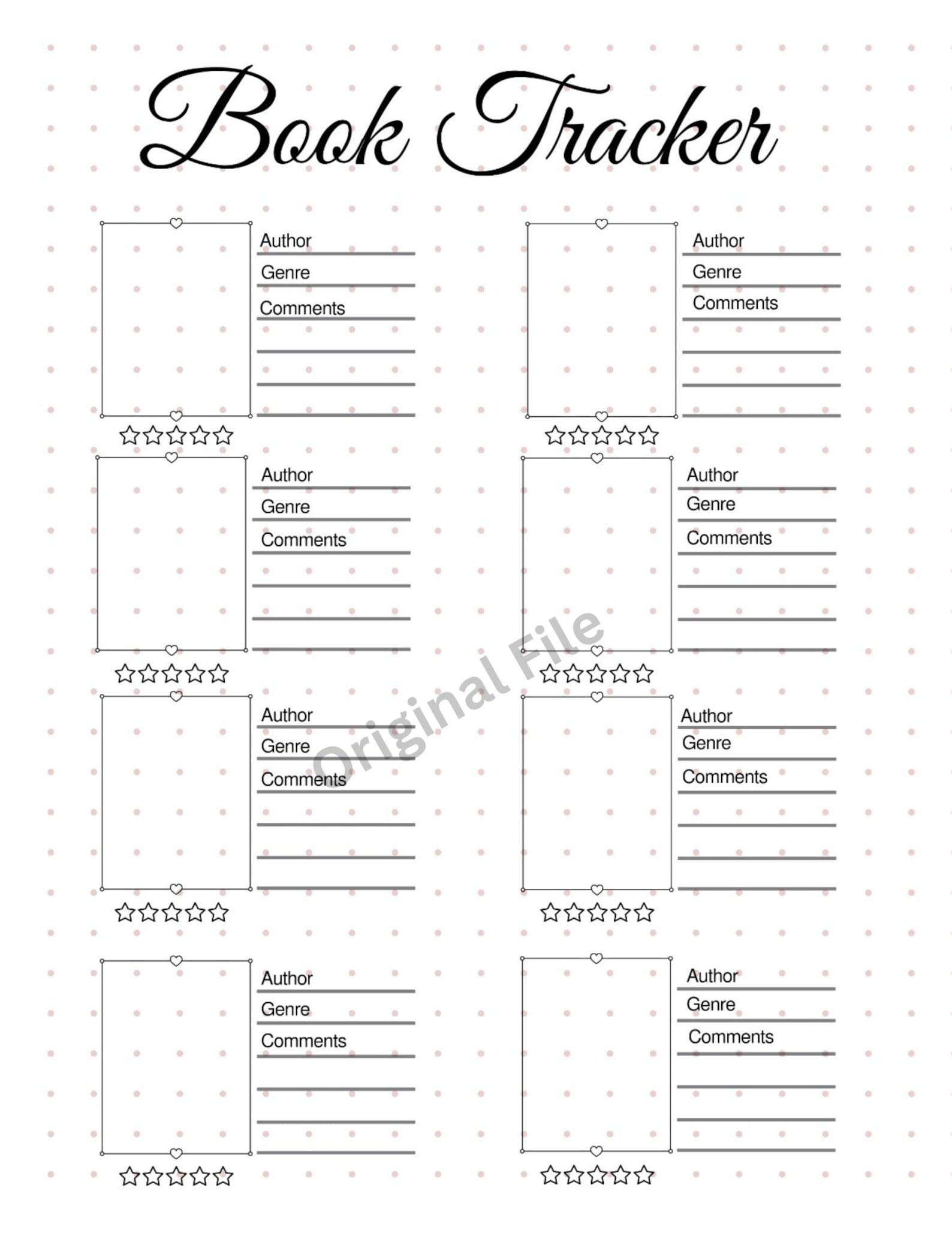 Book Tracker Reading Log, Cute Reading Journal Page, Book Review Sheet ...