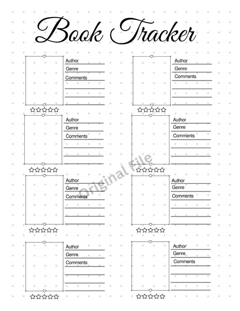 Book Tracker Reading Log, Cute Reading Journal Page, Book Review Sheet ...