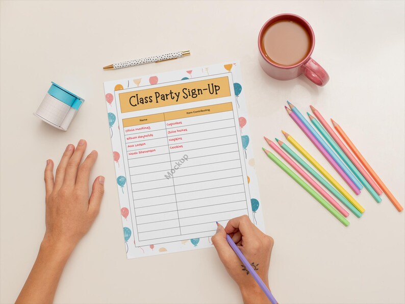 Class Party Sign up Sheet, Classroom Celebration Planner, Teacher ...