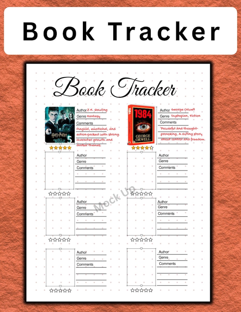 Book Tracker Reading Log, Cute Reading Journal Page, Book Review Sheet ...