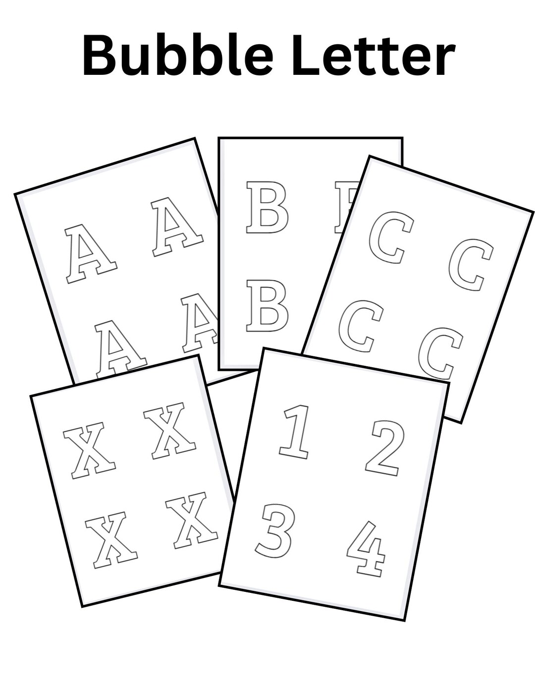 Printable Bubble Letters A–Z & Numbers 0–9 | Thick Outline Coloring ...