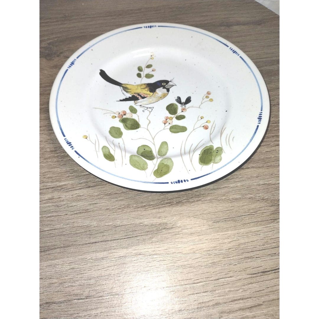 Vintage Fitz and Floyd "oiseau" Bird Finch Salad Plate Speckled ...