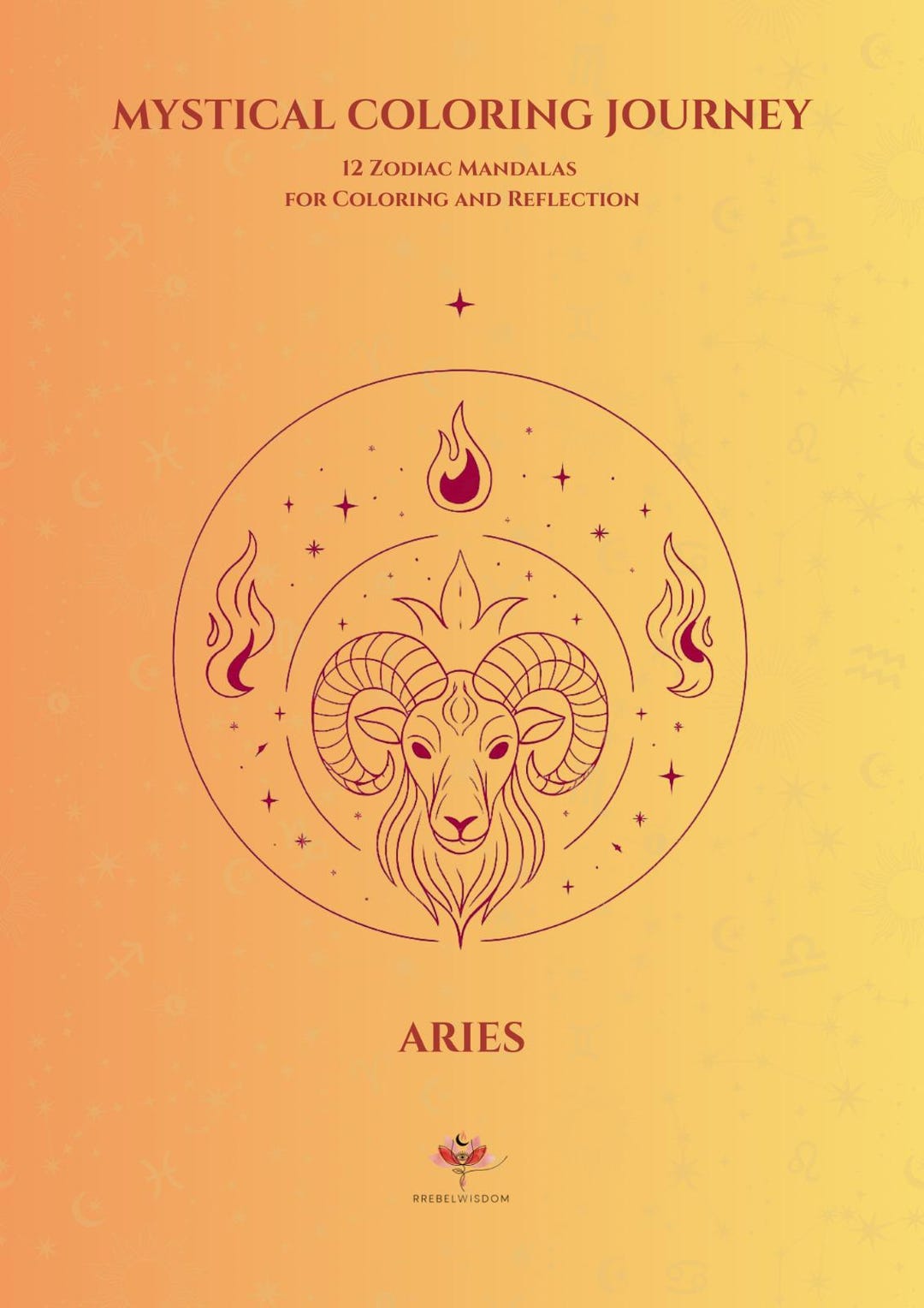 Aries - Zodiac Mandala Coloring Book for Adults - Etsy