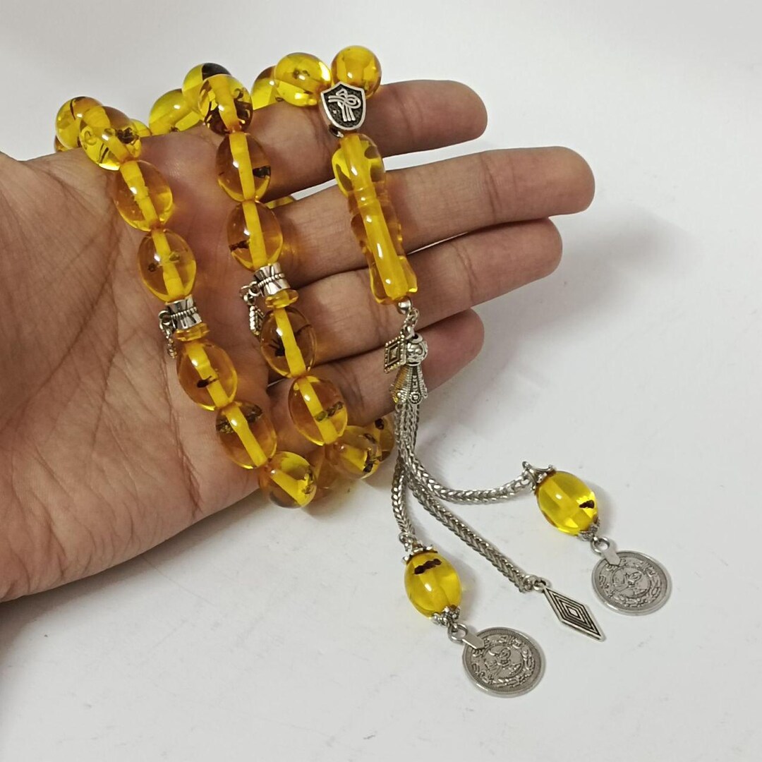 Rare Amber-style Misbaha Islamic Prayer Beads With Insect Inclusions ...
