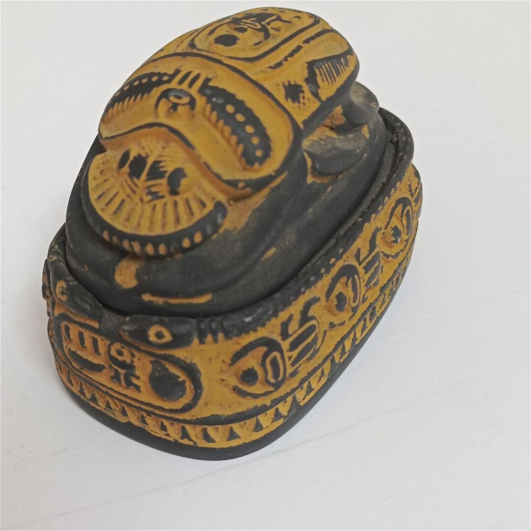 Pharaonic-style Scarab Box – Collectible With Engraved Hieroglyphic Art ...