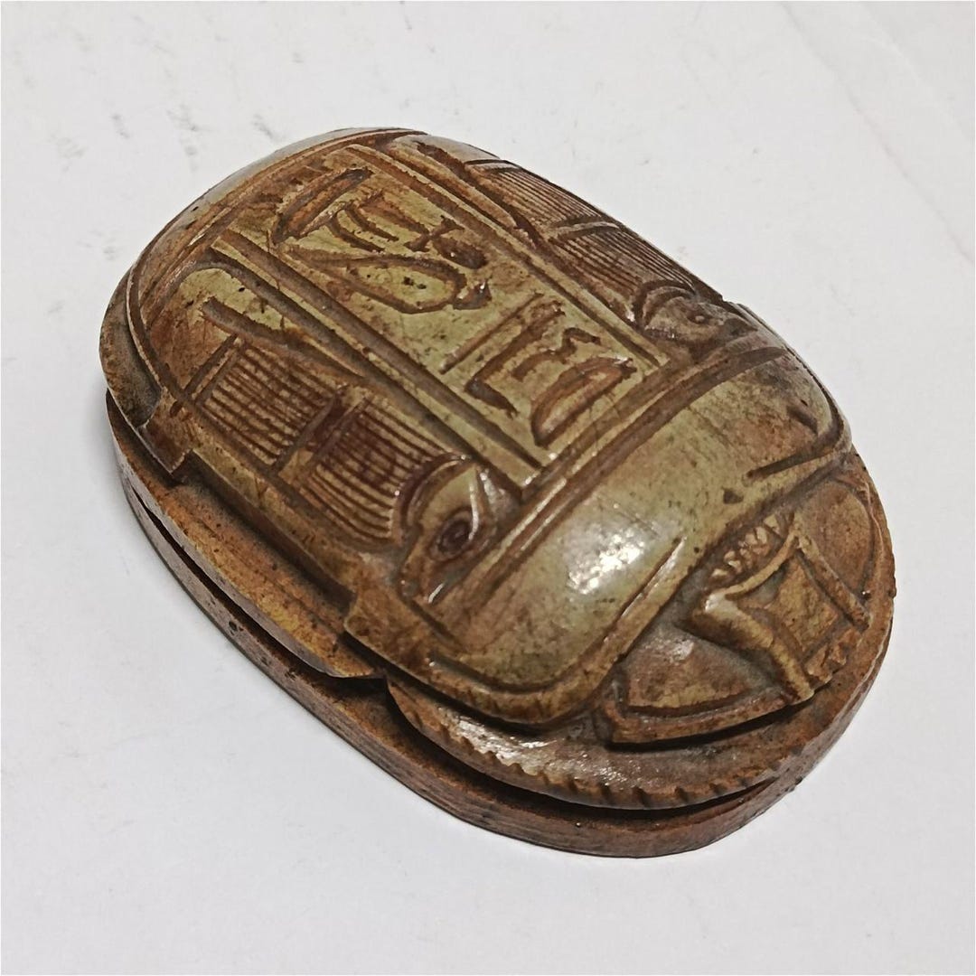 Egyptian Beetle Carved on Stone With Hieroglyphic Inscriptions Rare ...
