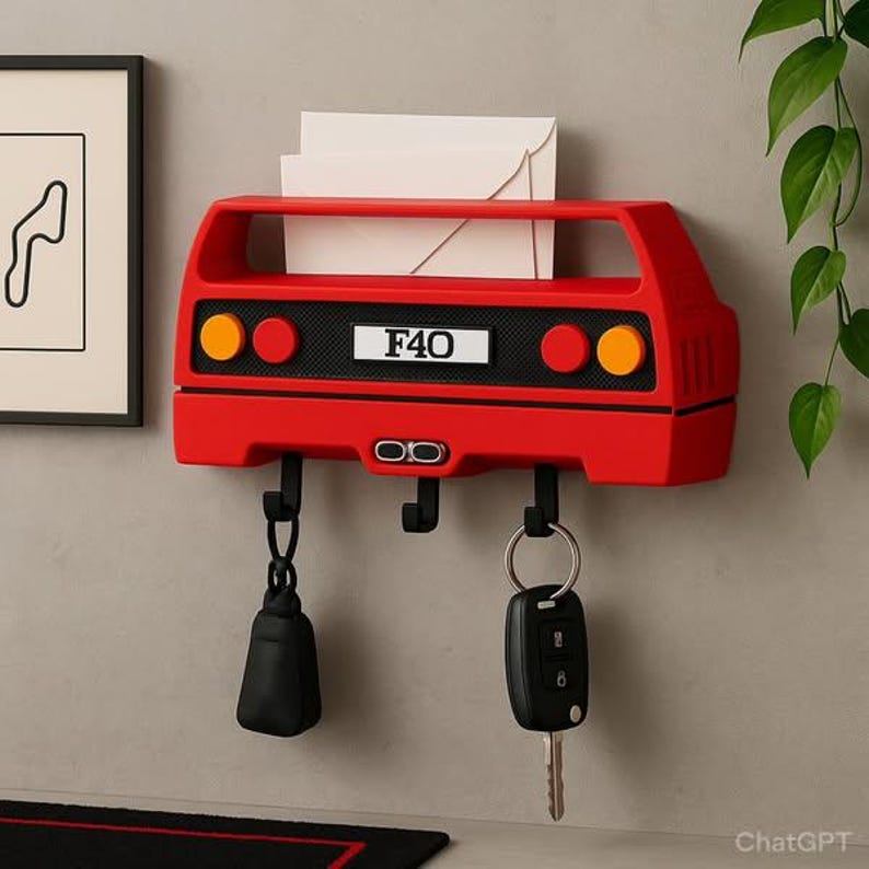 Ferrari F40 Inspired Wall Key Holder & Mail Organizer – 3D Printed PLA ...