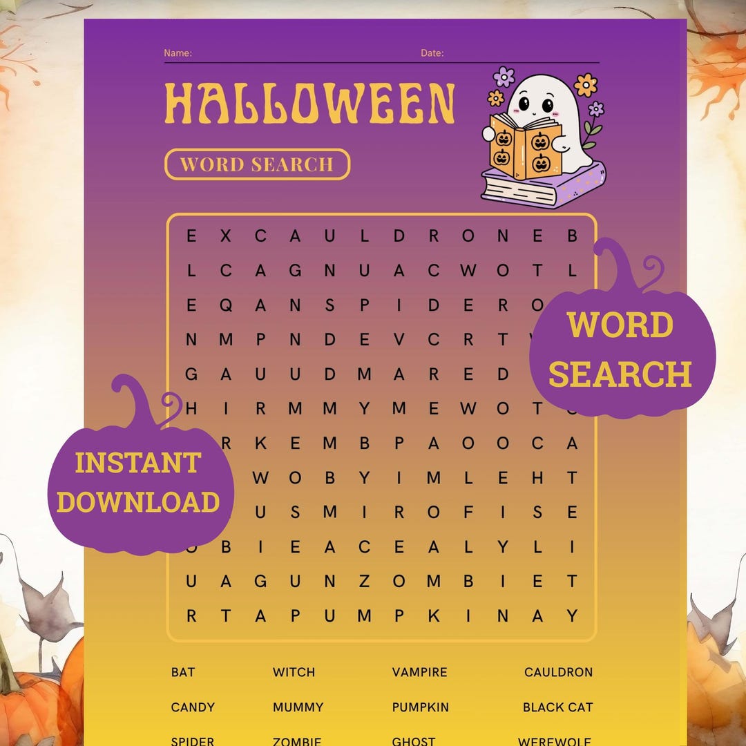 Sopa de letras de Halloween imprimible: Juego de ingenio espeluznante ...