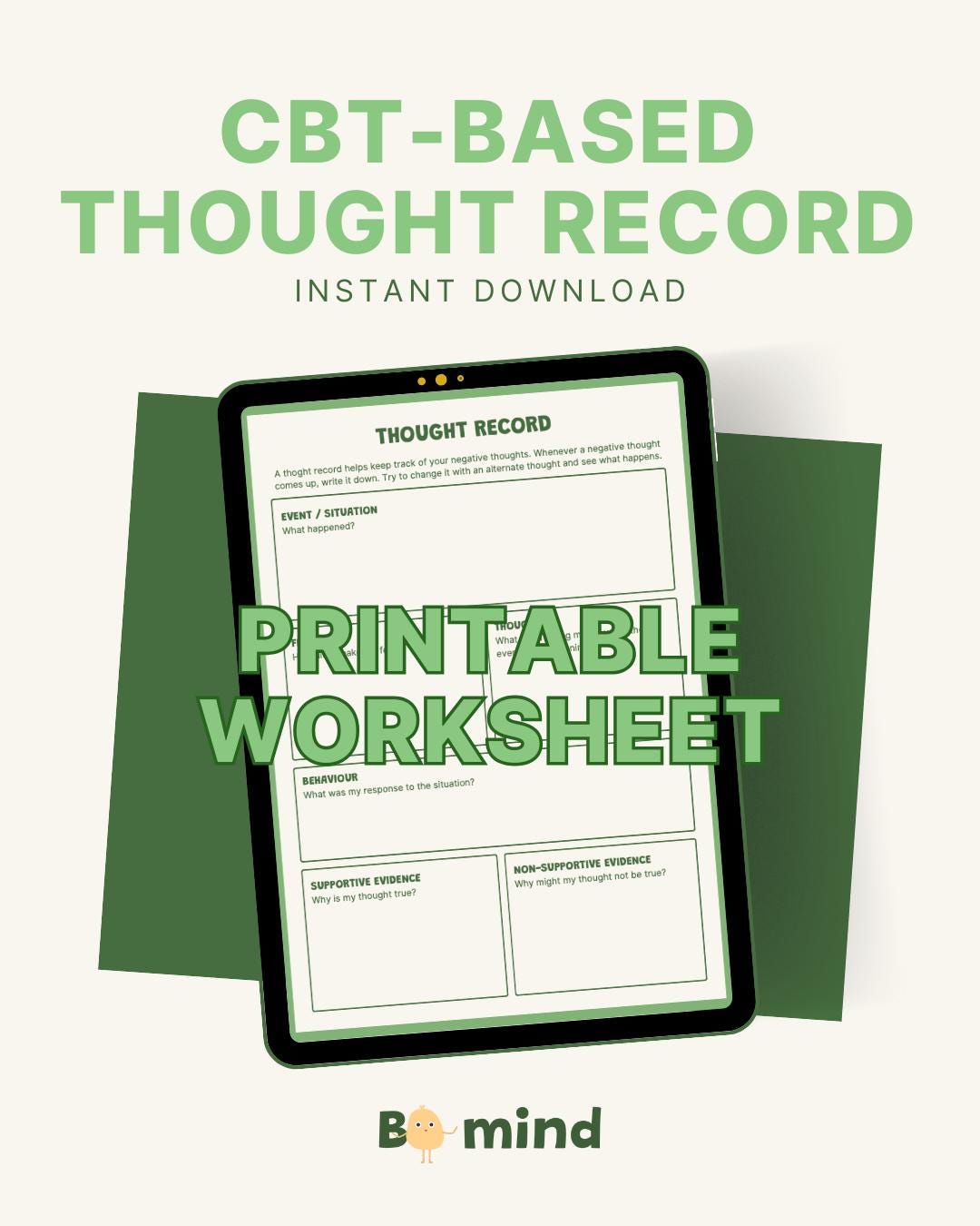 CBT Thought Record Worksheet: Cognitive Behavioral Therapy Printable ...