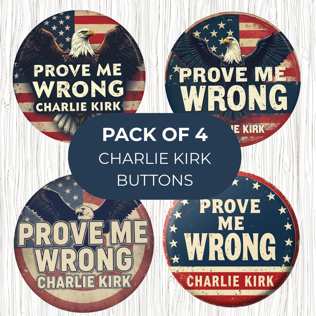 SET Charlie Kirk Pins: Political Buttons, Patriotic Badges (set of 4 ...