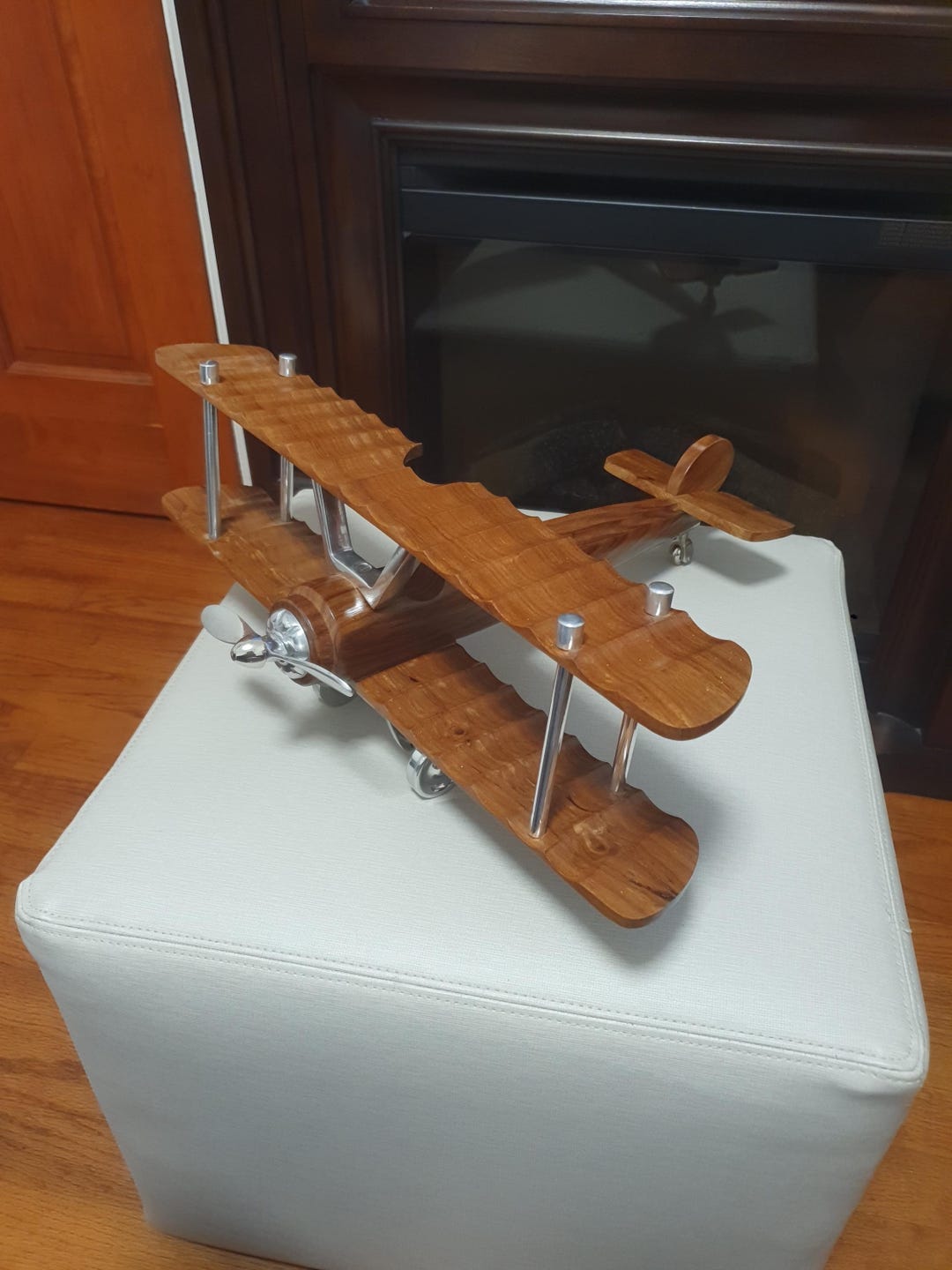 Handmade Wooden Biplane Airplane Model, Aviation Decor, Wood & Metal ...