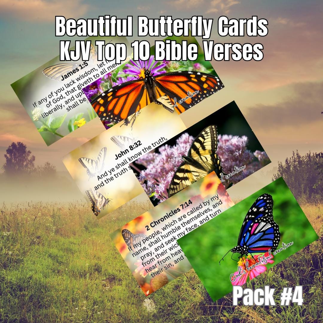 Butterfly Design Scriptures KJV: Christian Bible Verse Prints, 300 DPI ...