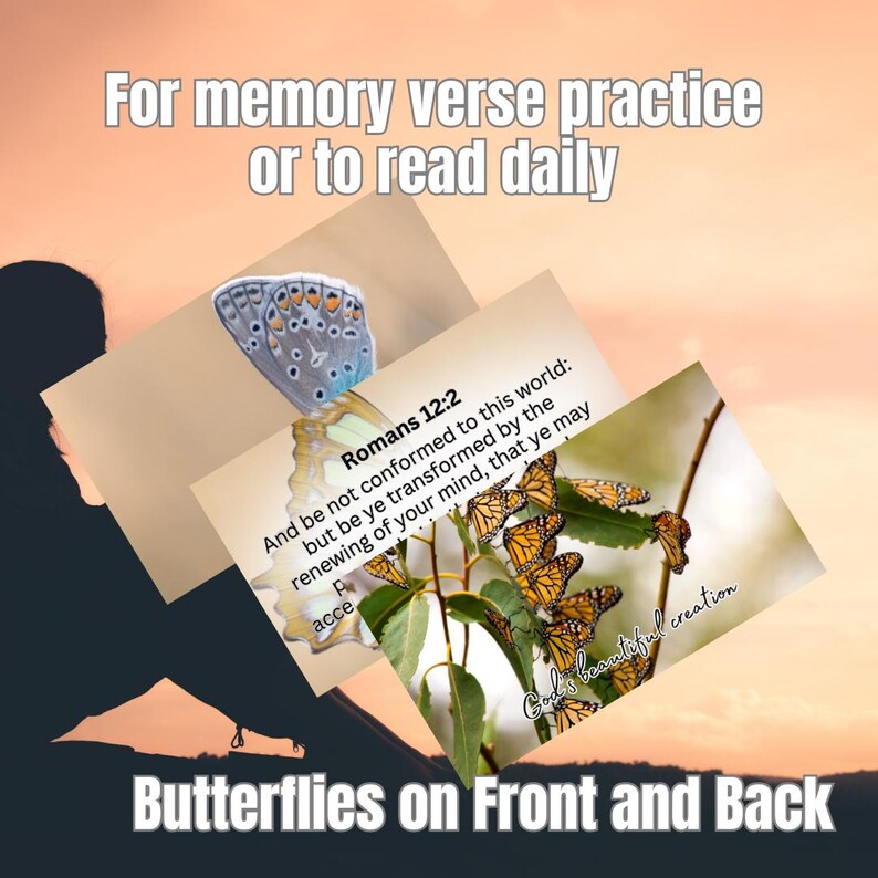 Butterfly Scripture Pack: KJV Bible Verse Cards, 300 DPI (digital ...