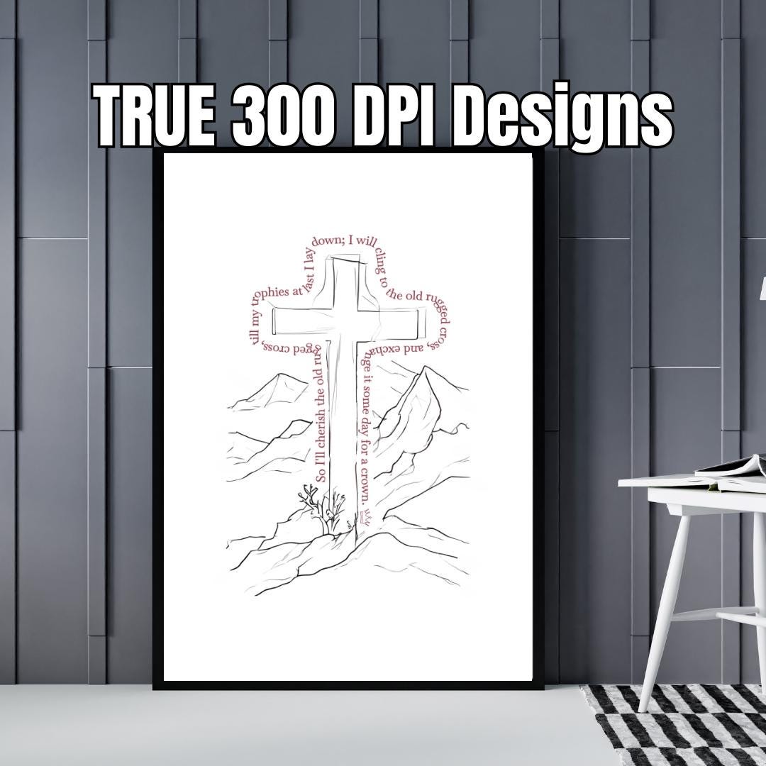 Old Rugged Cross Hymn Art: Minimalist Christian Line Art (digital ...