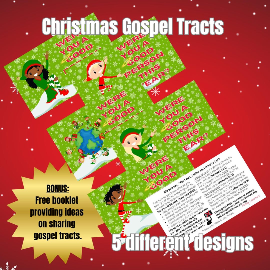 Christmas Elf Gospel Tracts, Christmas Printable Witnessing Cards (300 ...