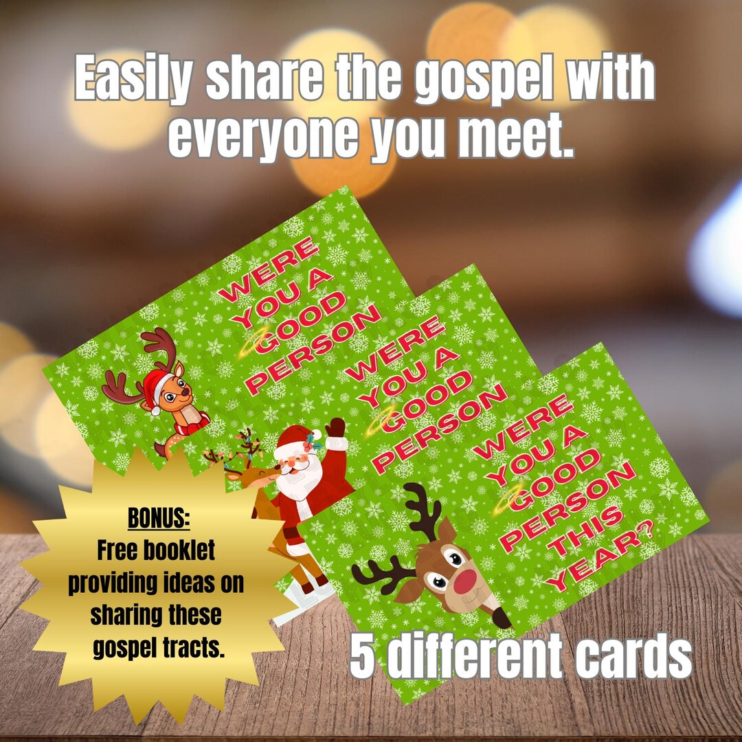 Christmas Reindeer Gospel Tracts: Christian Printable Cards (PDF) - Etsy