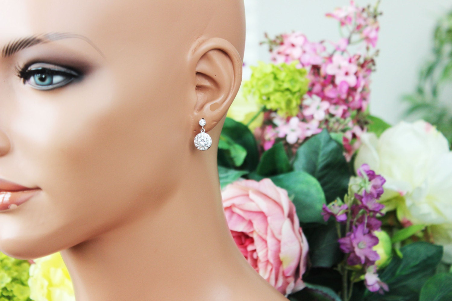 Simple Crystal Post Wedding Earrings, Crystal Post Bridal Earrings ...