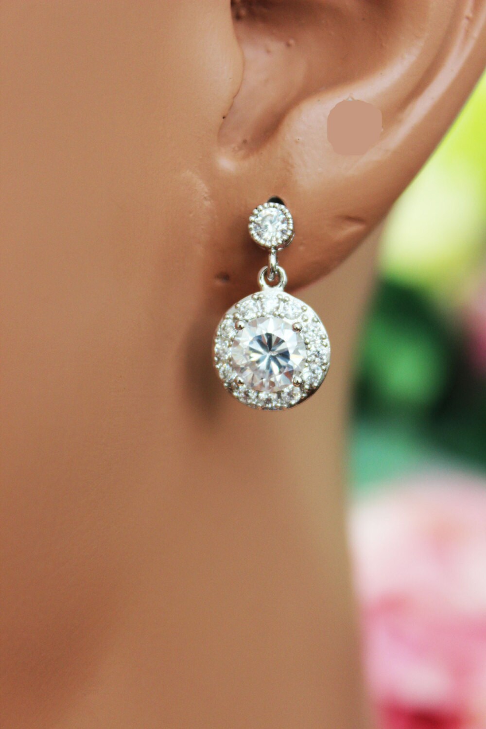 Simple Crystal Post Wedding Earrings, Crystal Post Bridal Earrings ...