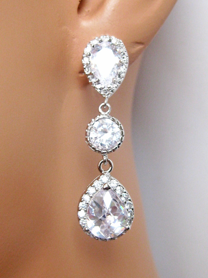 Crystal Wedding Earrings Bridal Jewelry Rhinestone Bridal Earrings