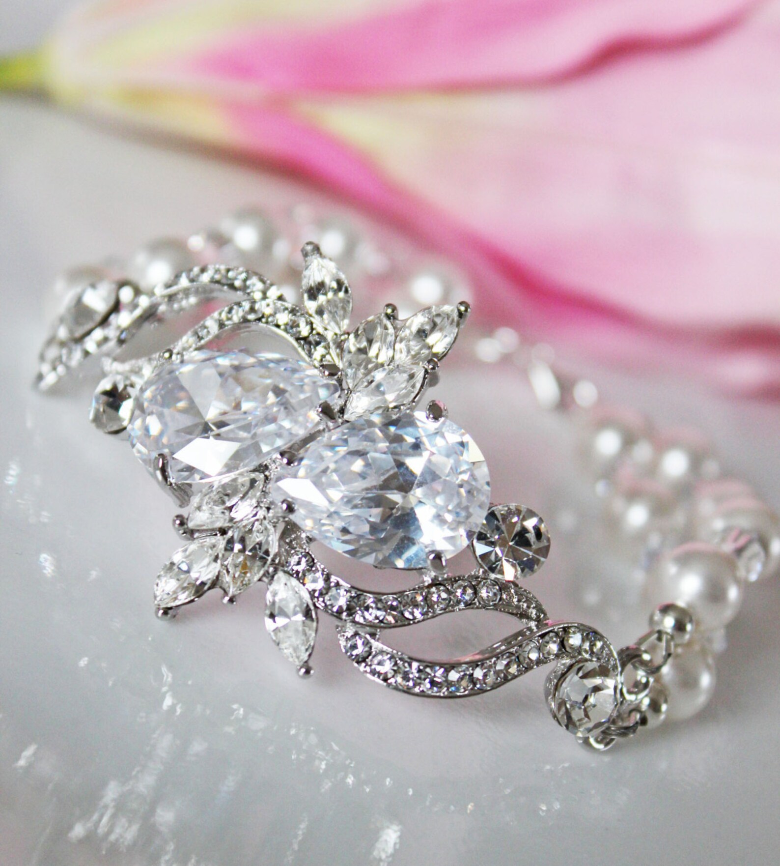 Vintage Style Swarovski Crystal Bridal Bracelet, Crystal Wedding ...