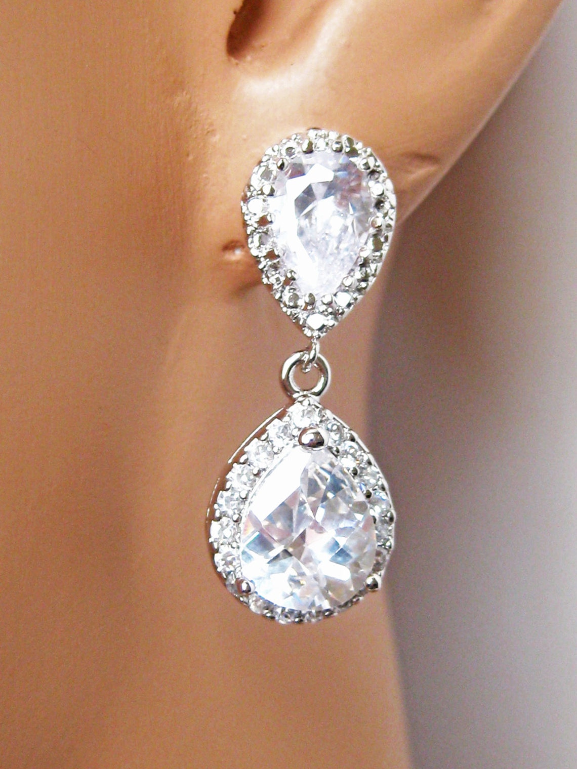 Bridal Earrings. Rhinestone Earrings. Bridal Jewelry. - Etsy