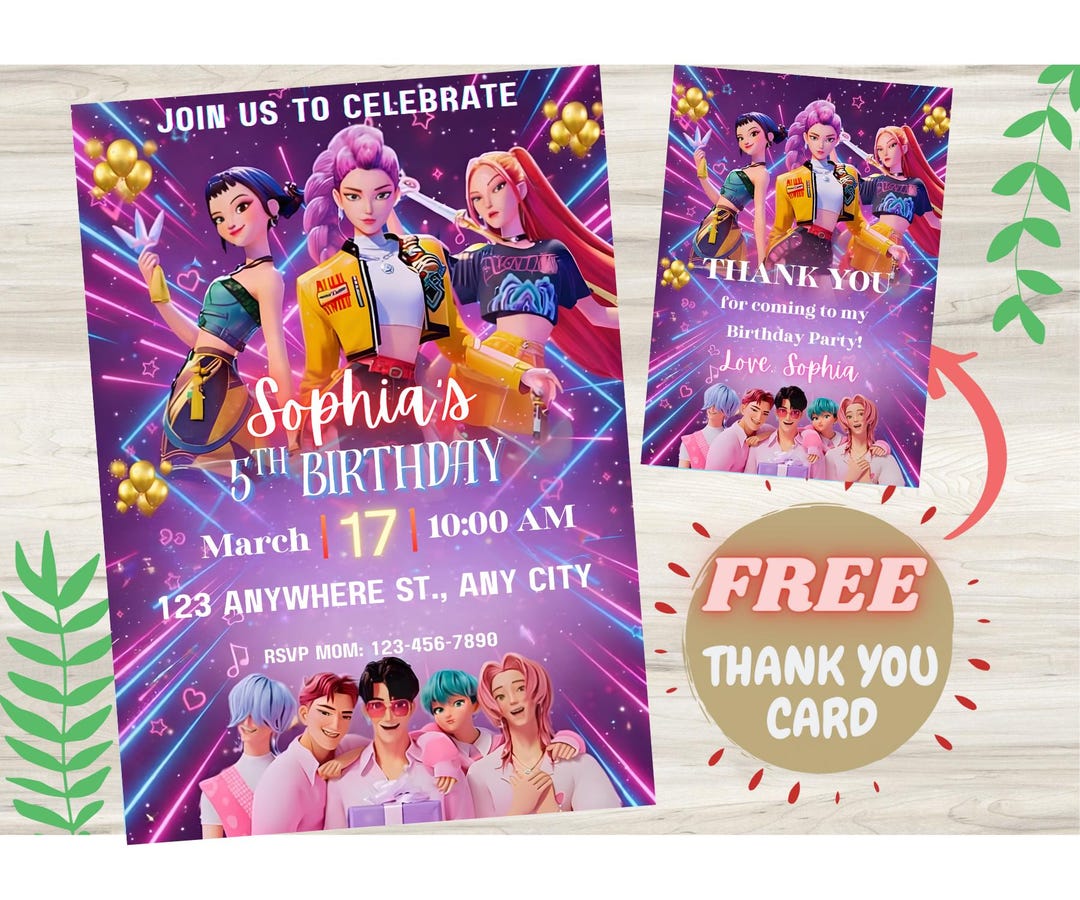 Kpop Demon Hunters Birthday Invitation Template Editable Canva Template ...