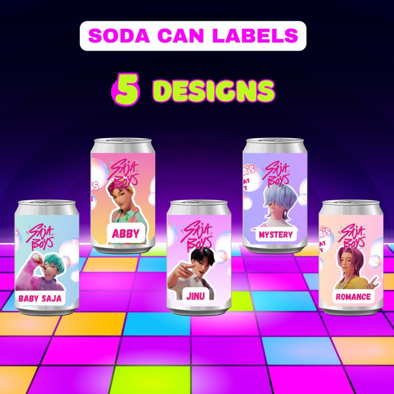 Saja Boys Soda Can Labels | K-pop Demon Hunters | Printable Party Favor ...