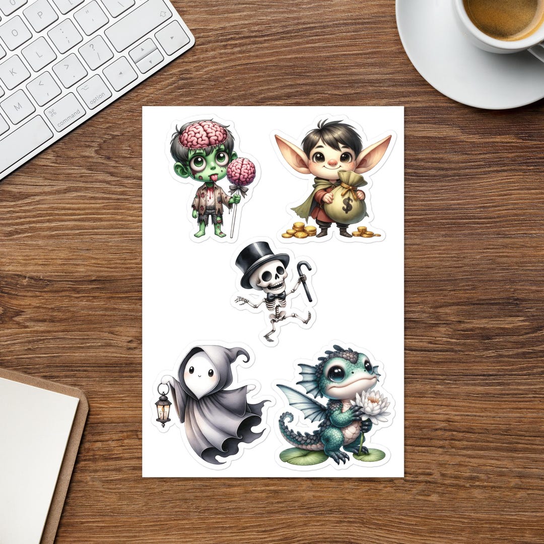 Cute Halloween Monster Sticker Sheet, Spooky Vinyl Stickers for Kids ...