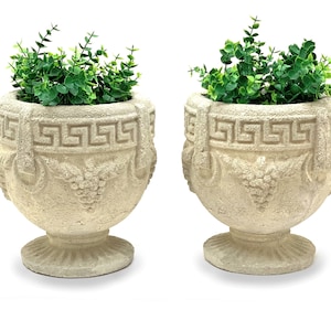 VINTAGE GRECIAN PLANTER: Solid Stone Container. Concrete Garden Decor ...