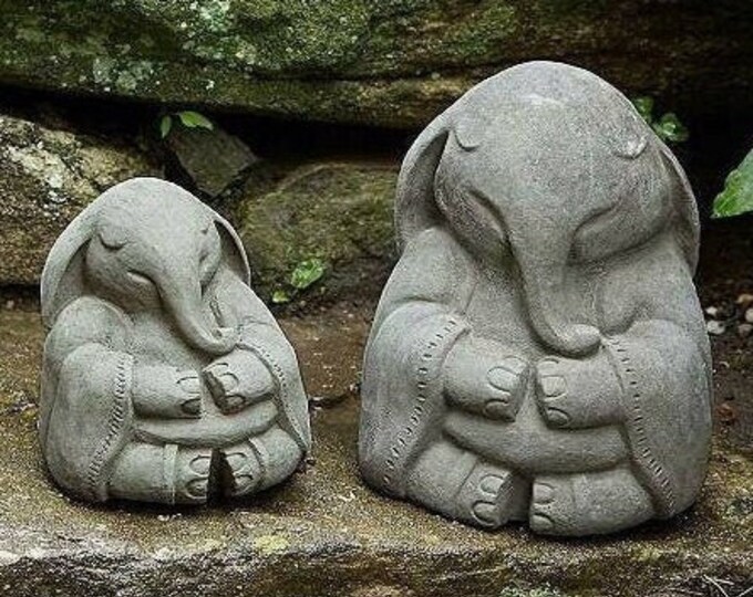 ZEN MEDITATING ELEPHANT size & Color Options: Solid Stone Inspirational ...