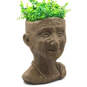 BUDDHIST MONK PLANTER (custom Stain Options): Durable Solid Stone Head ...
