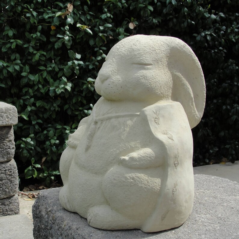 LARGE MEDITATING RABBIT 4 Color Options: Solid Stone Buddha - Etsy