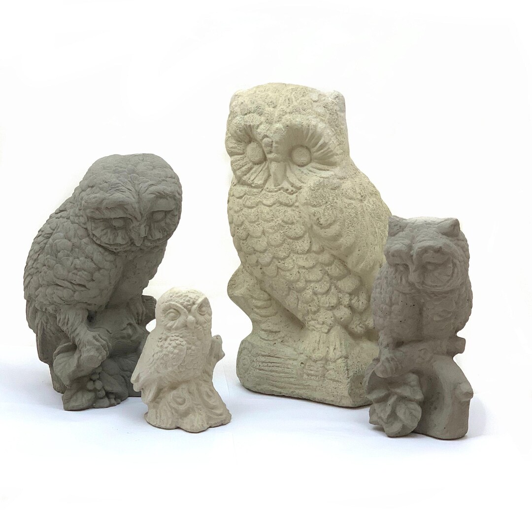 VINTAGE OWL STATUES (size & Color Options): Solid Stone Hoo Hooters ...