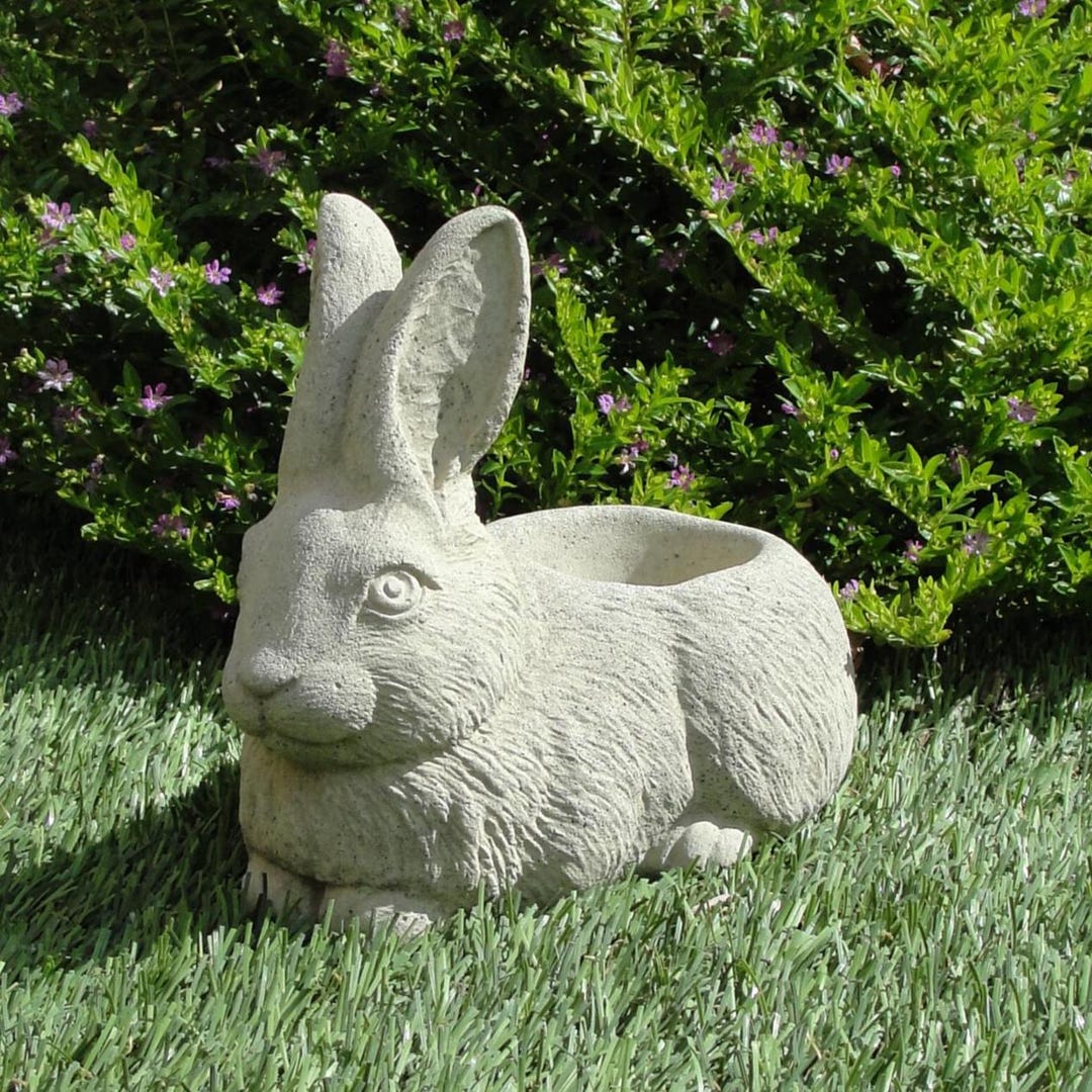 VINTAGE RABBIT PLANTER (4 Color Options): Durable Solid Stone Flowerpot ...
