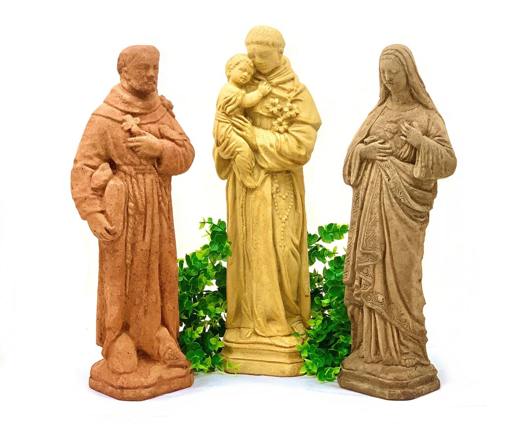 VINTAGE CATHOLIC SAINTS color & Style Options: Solid Stone Statues W ...