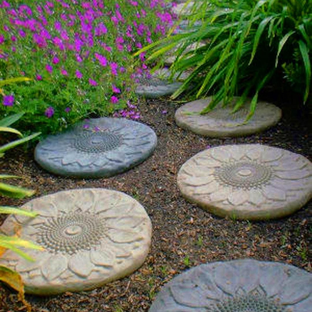 SUNFLOWER STEPPINGSTONE (color & Set Option): Durable Solid Stone Step ...